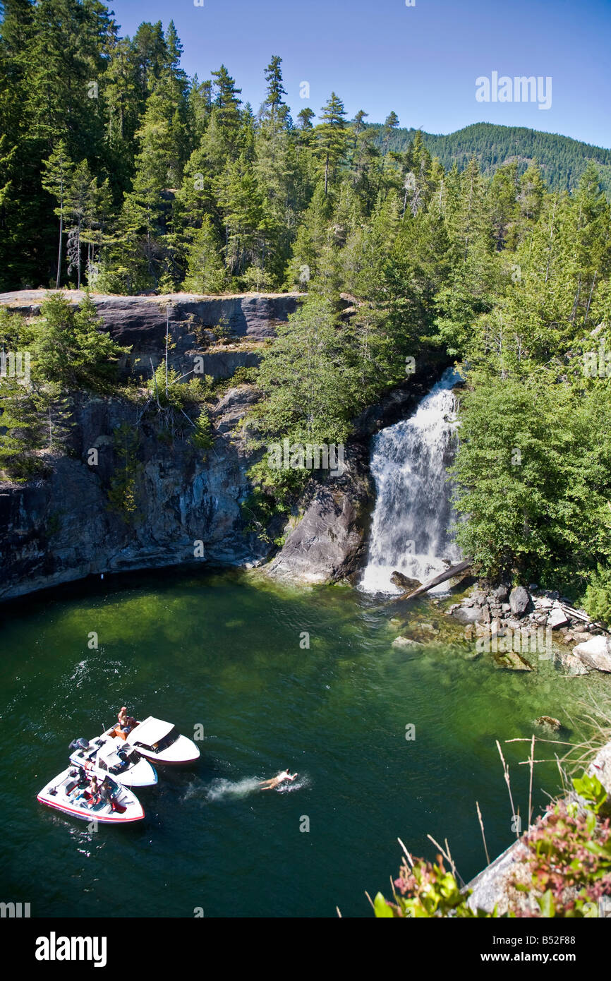 Waterfall Teakearne Arm Desolation Sound British Columbia Canada Stock ...