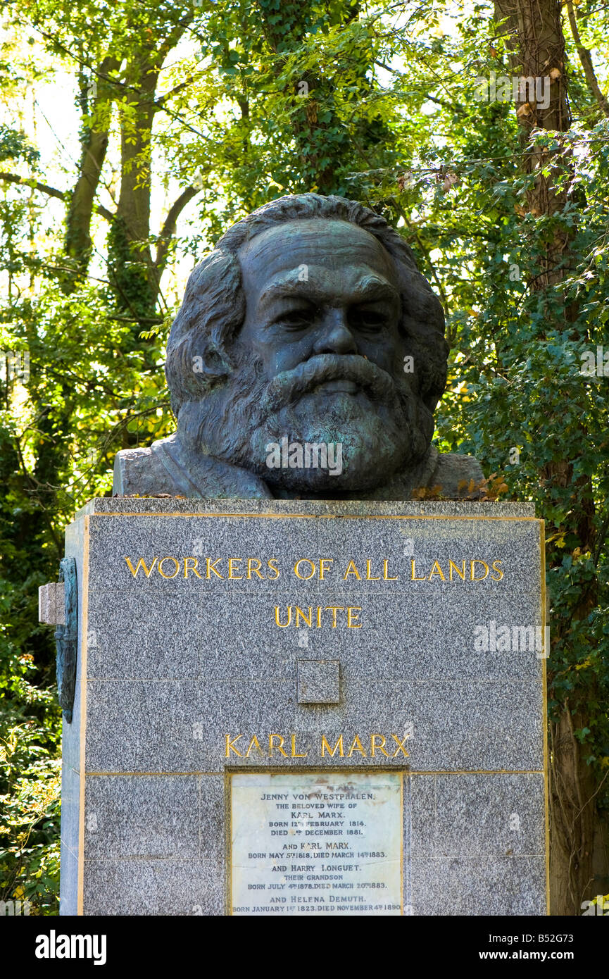 Karl Marx grave Highgate Cemetery Highgate N6 London United Kingdom ...