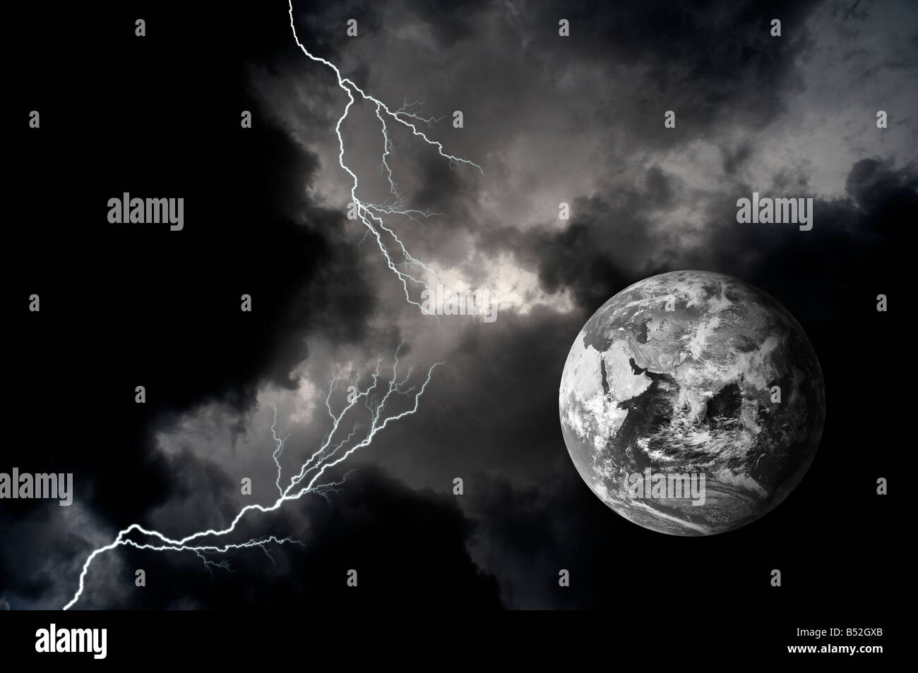 conceptual view of the earth during a computer generated lightning ...
