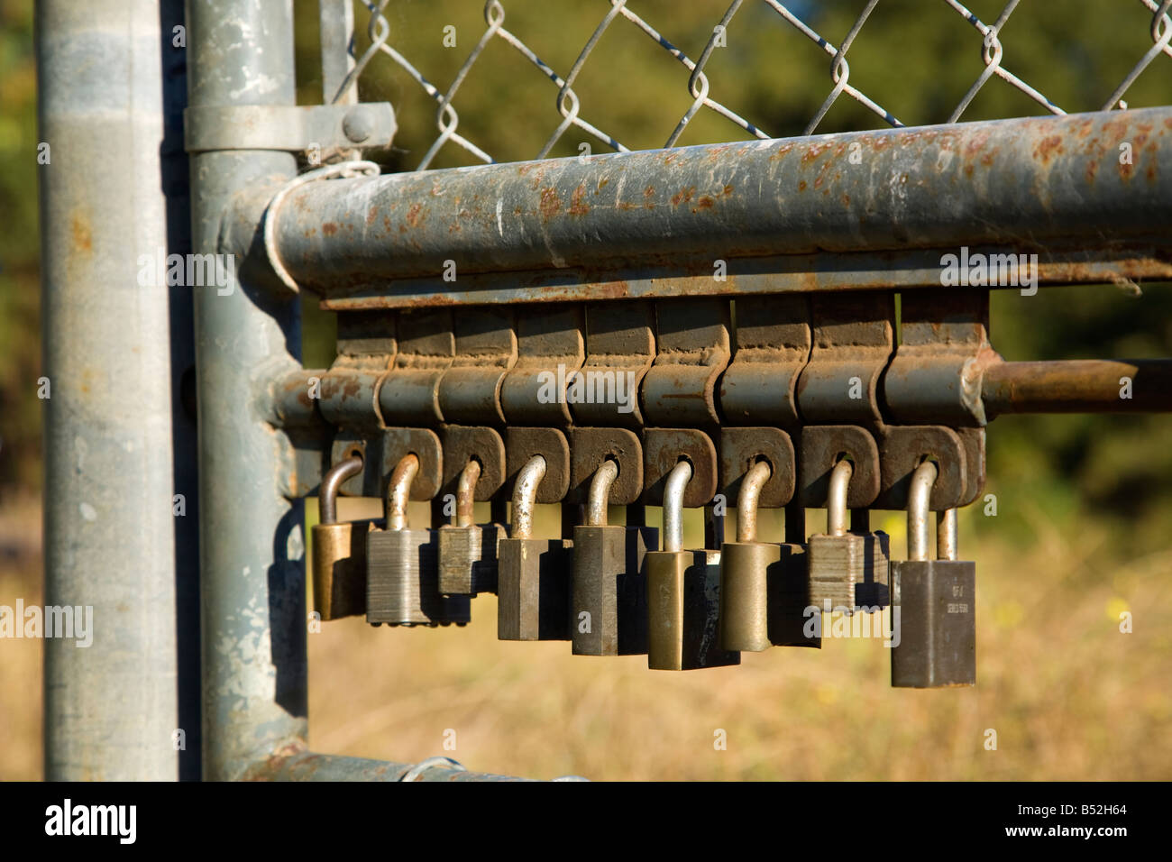 A true lock down concept, 9 pad locks make this gate to a restricted ...