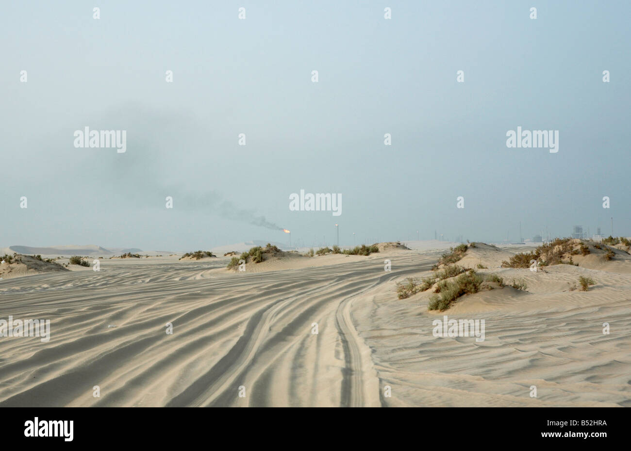 Qatar desert south of Umm Said with Petro chemical plant Stock Photo ...