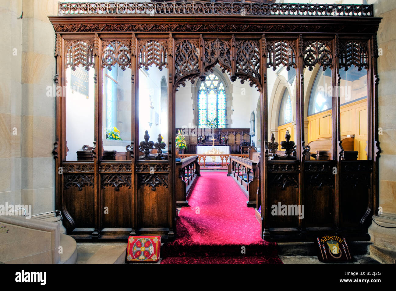 The interior of "St Annes " church in Baslow Derbyshire, England ...