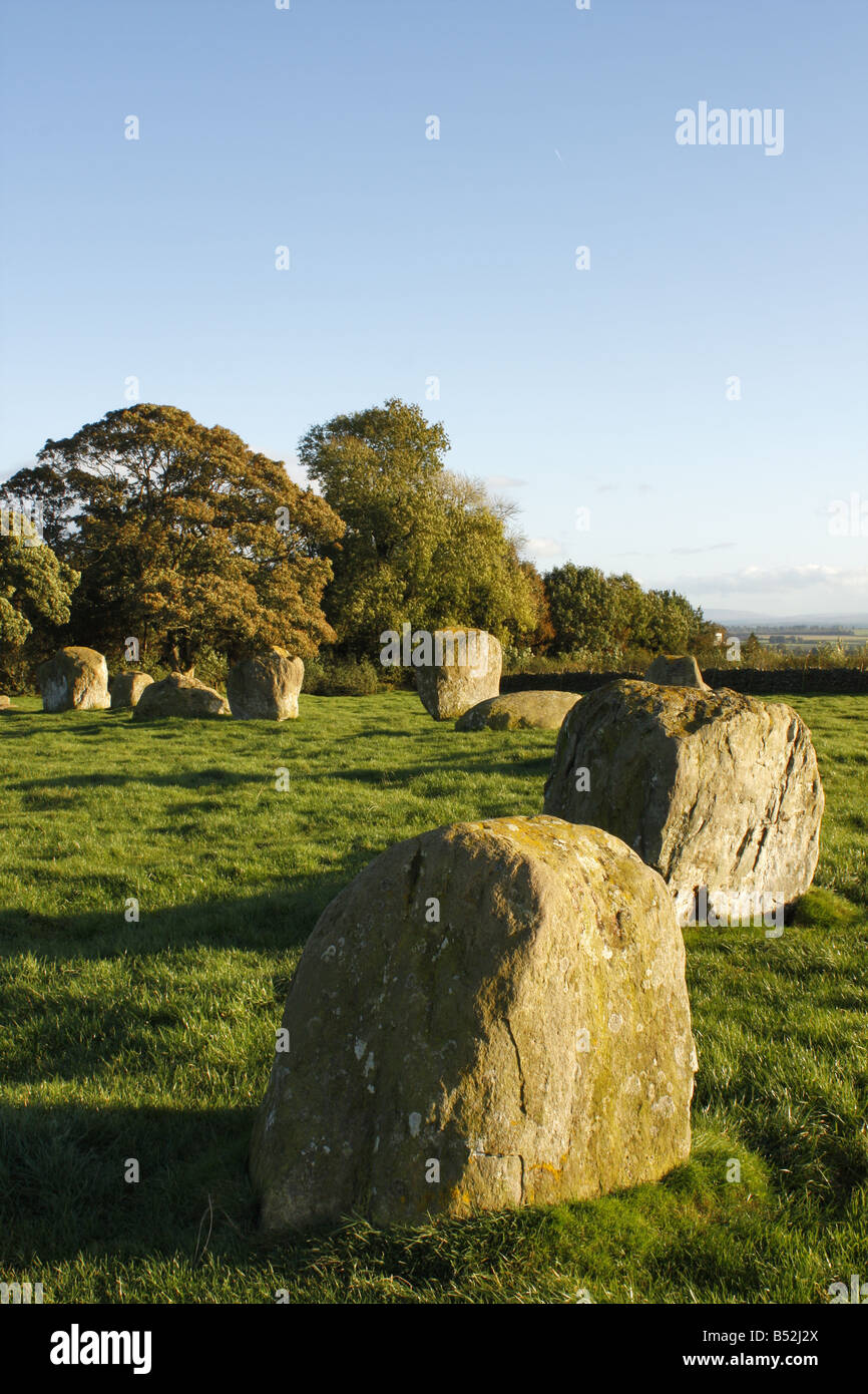 A section of the ancient stone circle known as Long Meg and her ...