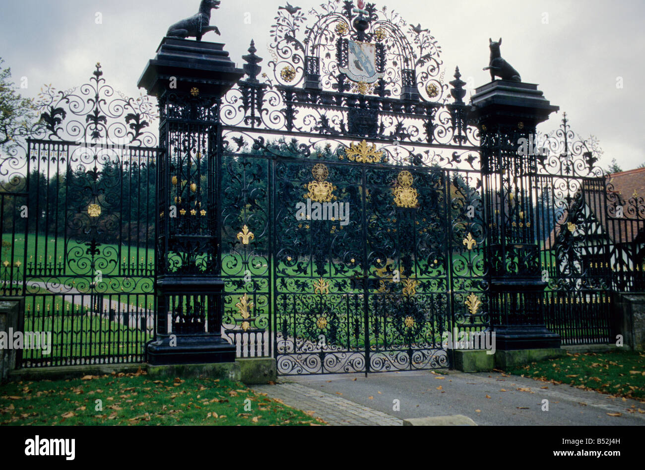 The baroque gates to Chirk Castle, Wrexham County, North Wales Stock ...
