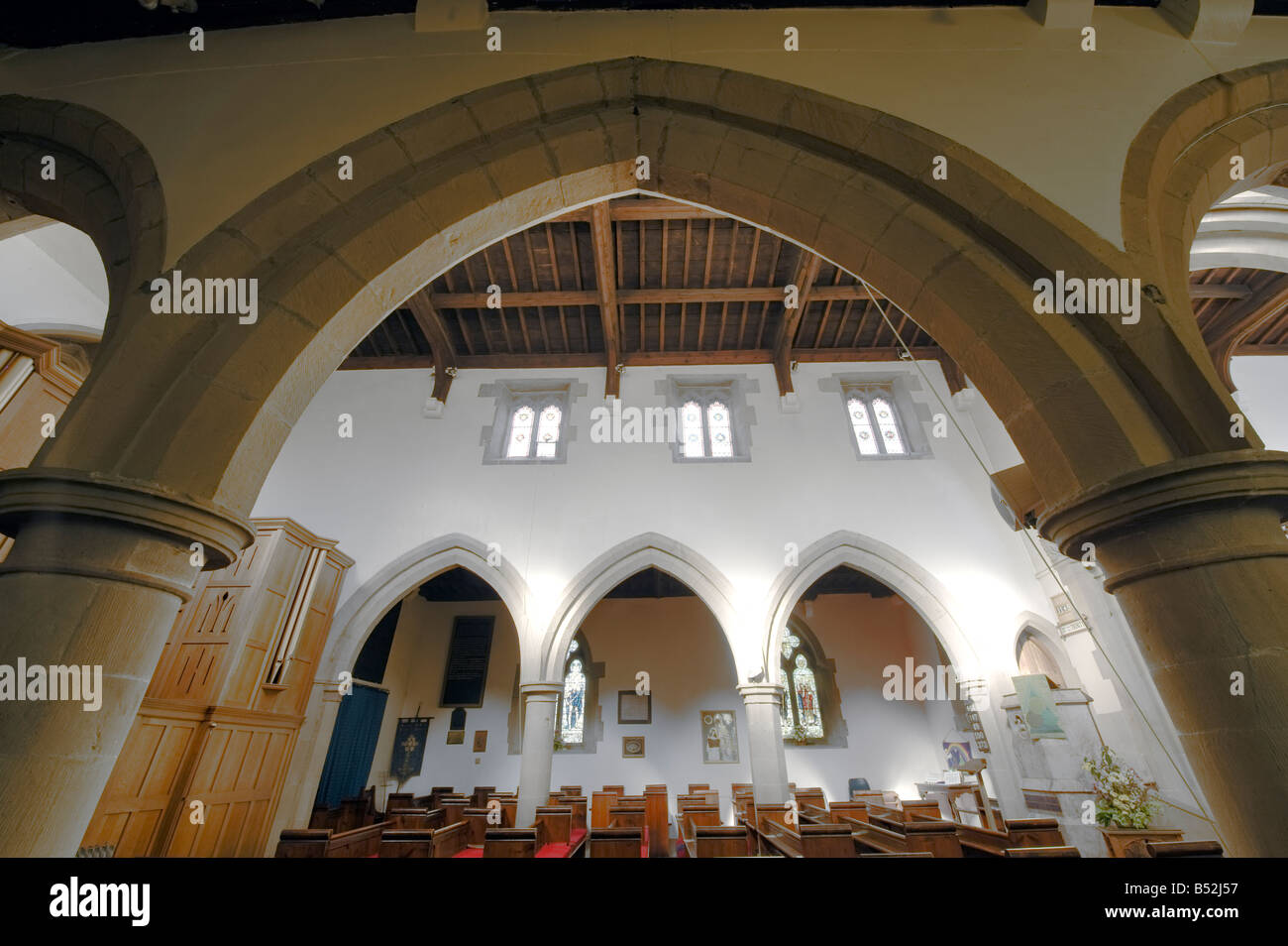 Interior architecture of St Annes Church in Baslow,Derbyshire Stock ...