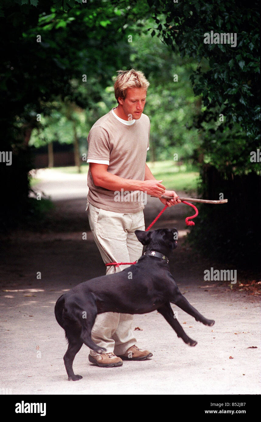 Ben Fogle walking his dog in park June 2001 Stock Photo - Alamy
