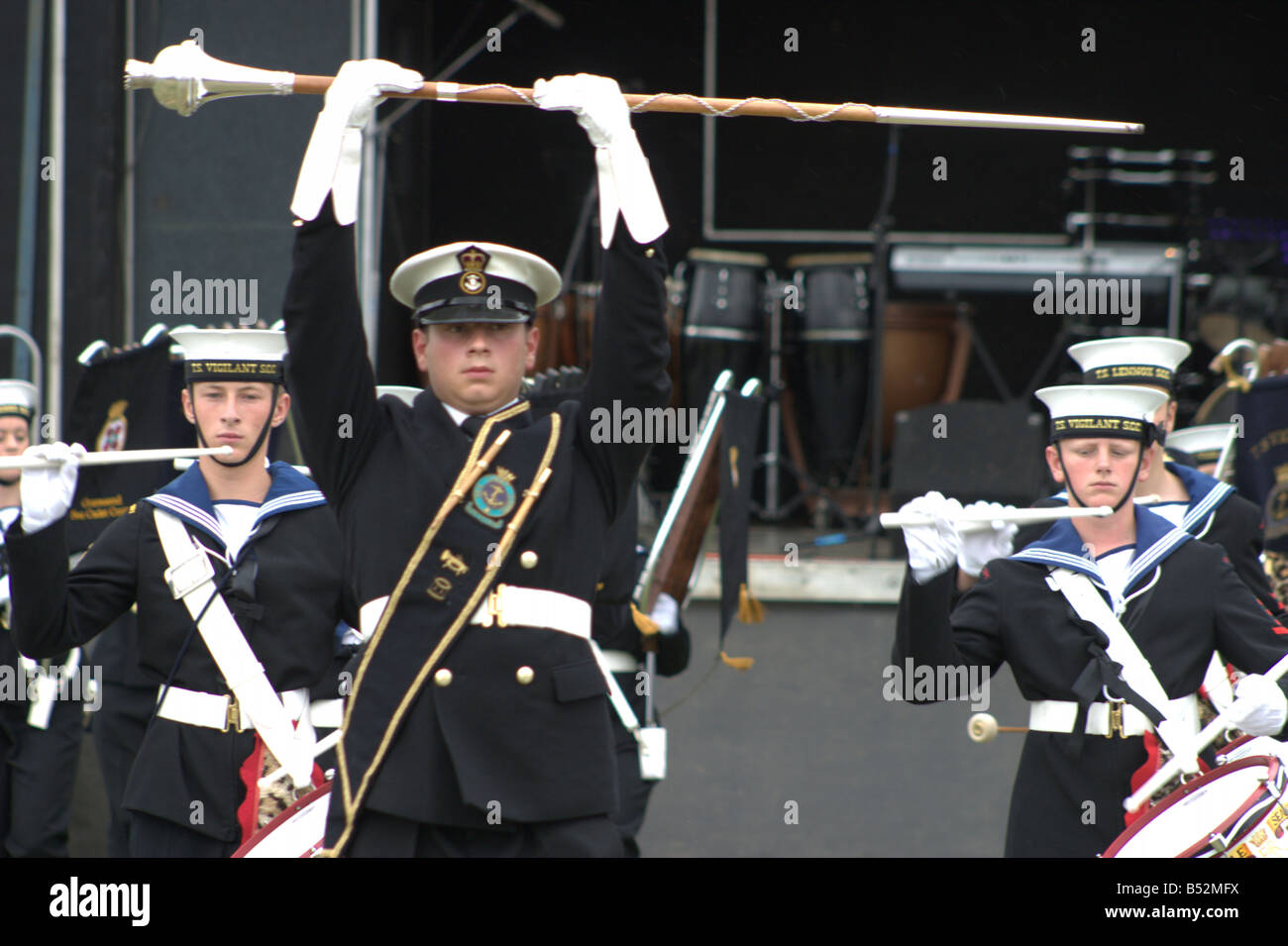 sea cadets on parade leader drummer gravesend kent england uk europe ...