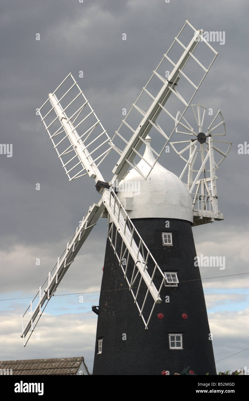 converted black and white windmill stretham ely the fens cambridgeshire ...