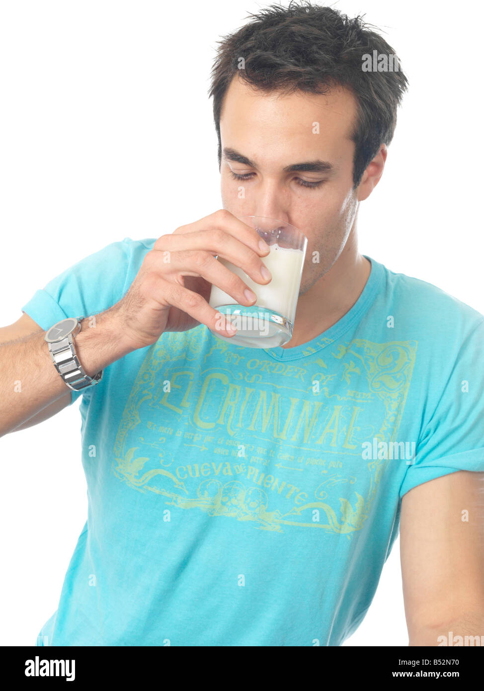 Young Man Drinking Milk Model Released Stock Photo - Alamy