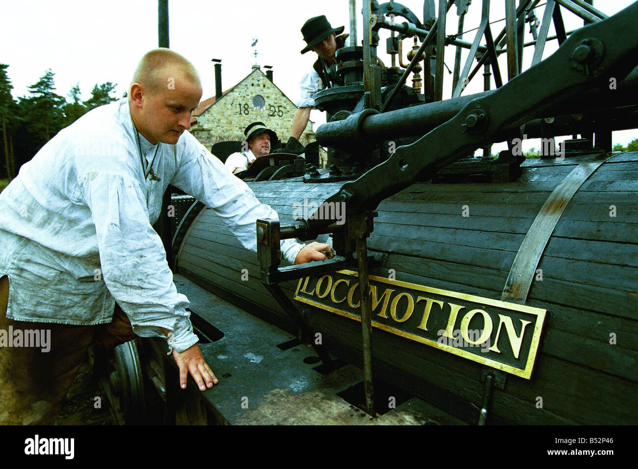 Joseph Welsh polishes the replica Locomotion No 1 name plate at Beamish ...