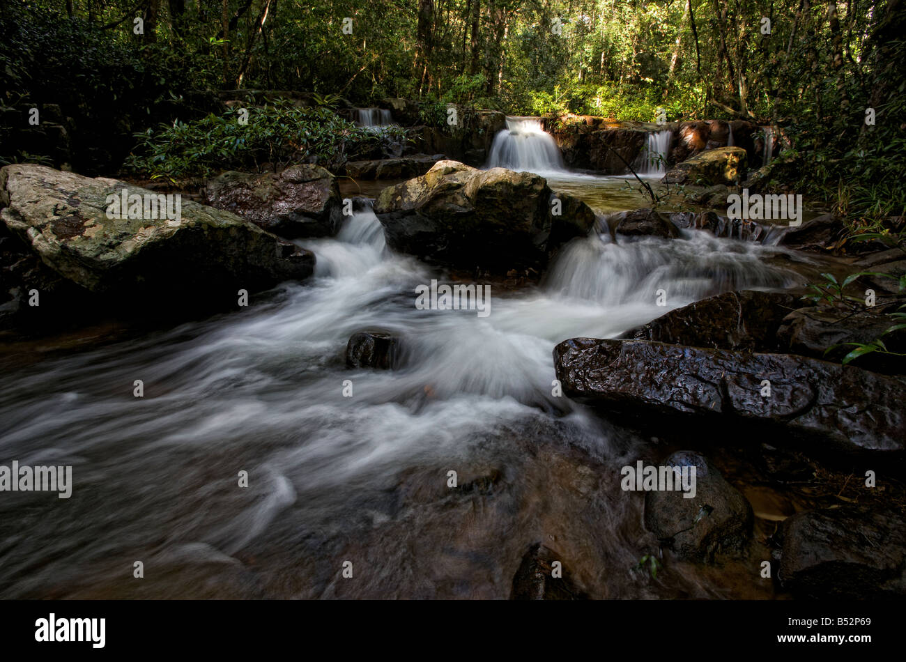 The Huai Nam Yen waterfall in the Huai Nam Yen Forest at Pang Sida ...
