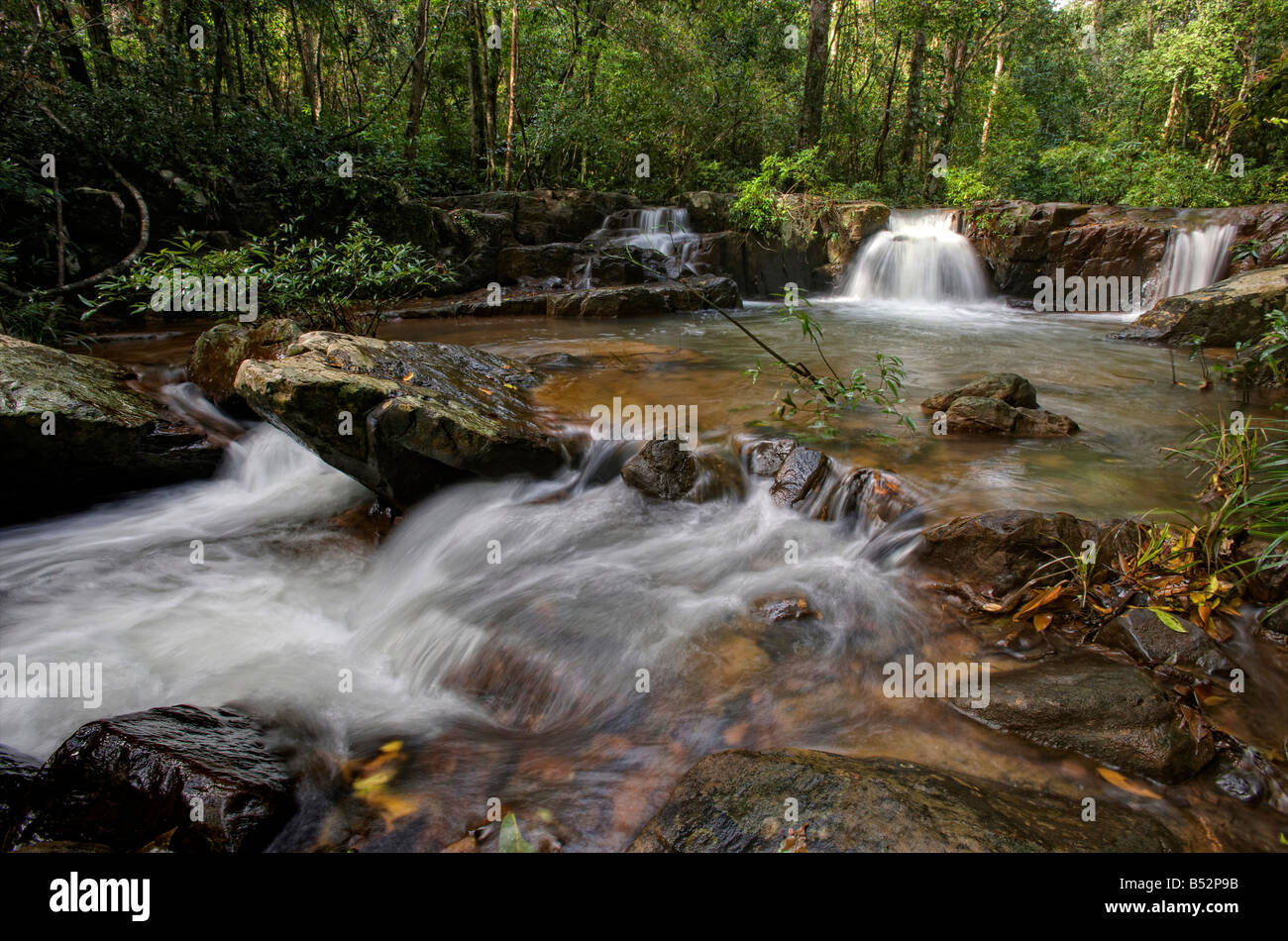 The Huai Nam Yen waterfall in the Huai Nam Yen Forest at Pang Sida ...