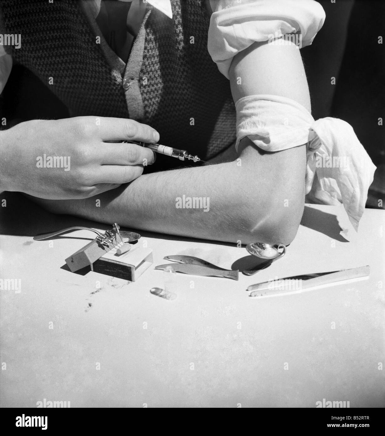 Drug Addict Story. Shooting Heroin. October 1952 C4923-001 Stock Photo ...