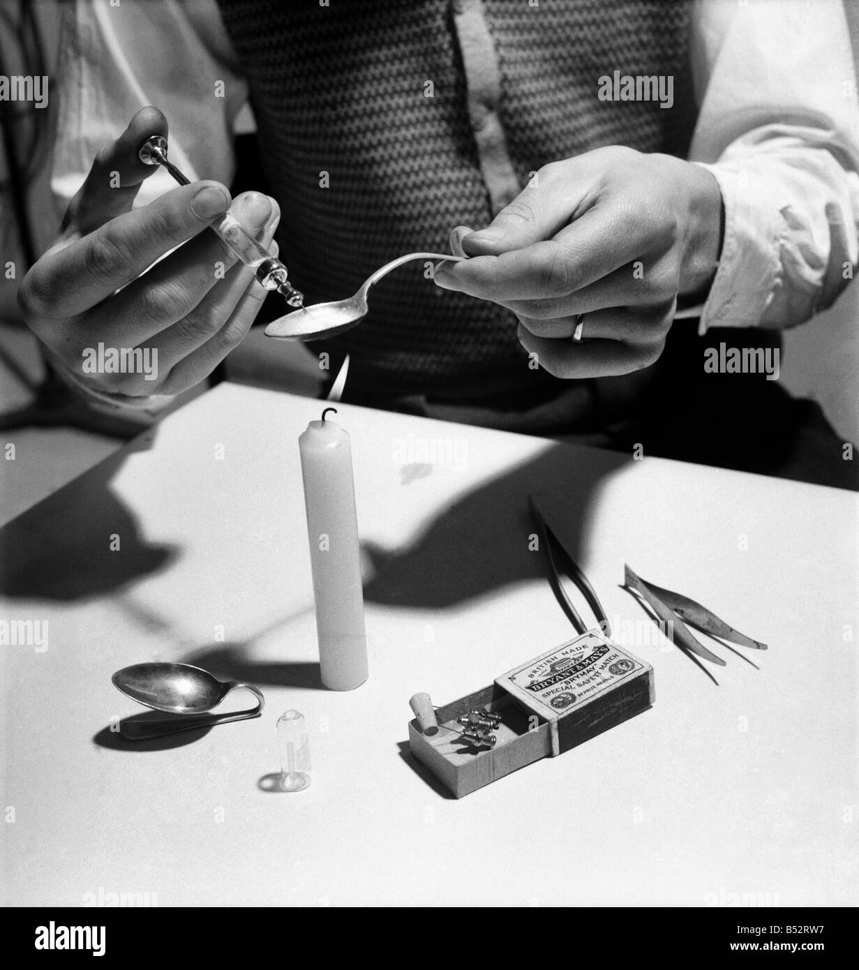 Drug Addict Story. Shooting Heroin. October 1952 C4923-004 Stock Photo ...