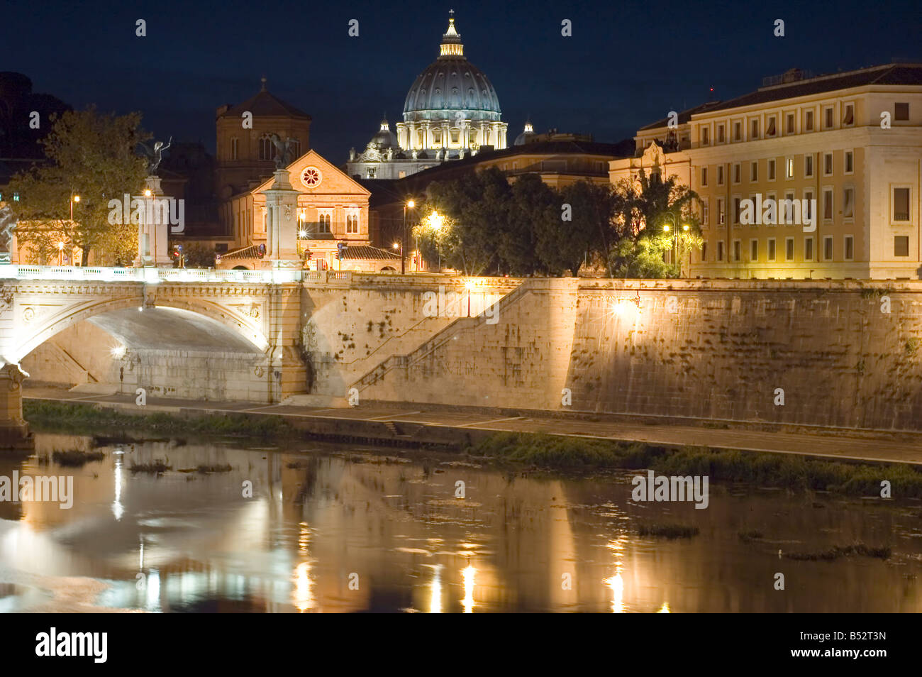 Italy Older cathedral of St Peter and bridge Stock Photo - Alamy