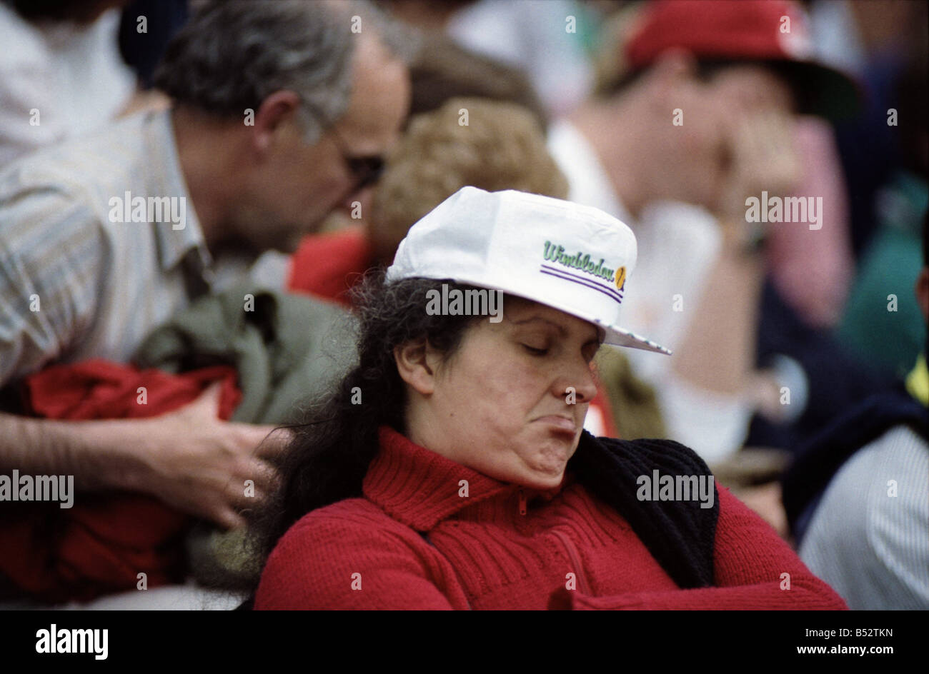 Wimbledon Tennis Championships. Sleeping spectator. June 1991 91-4117 ...