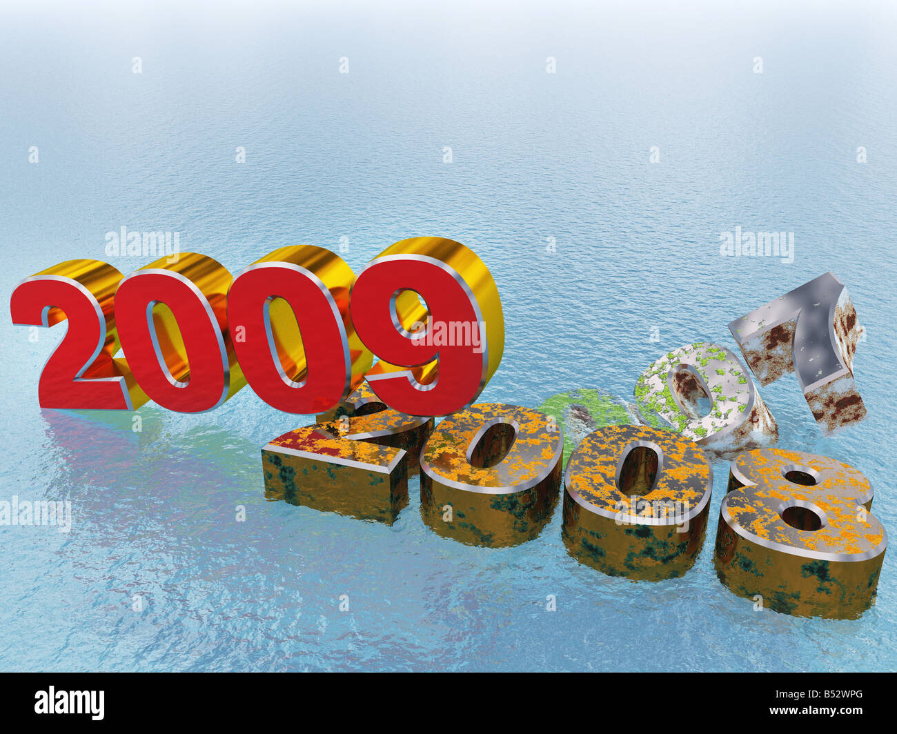 New year 2009 concept The three dimensional image of figures floating ...