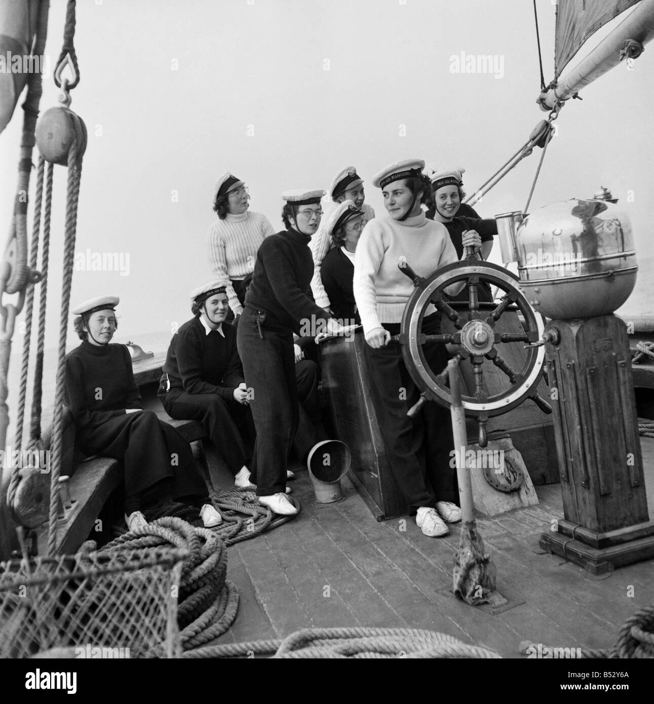 Sailors and cadets of the under 21 sailing club seen here aboard the ...