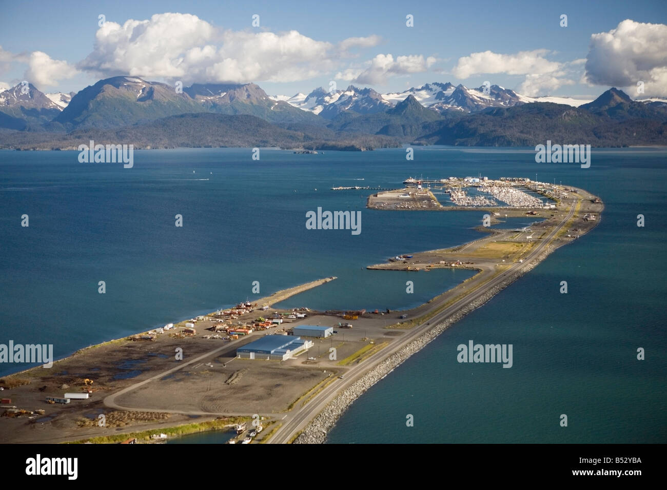 Aerial view of Homer Boat Harbor on Homer Spit Kachemak Bay Kenai ...