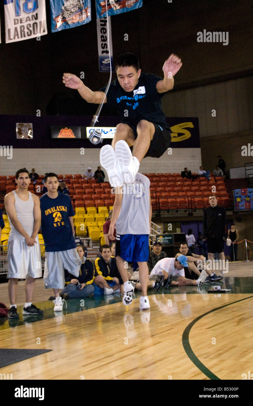Boy doing Two-Foot High Kick 2006 Senior Native Youth Olympic Games ...