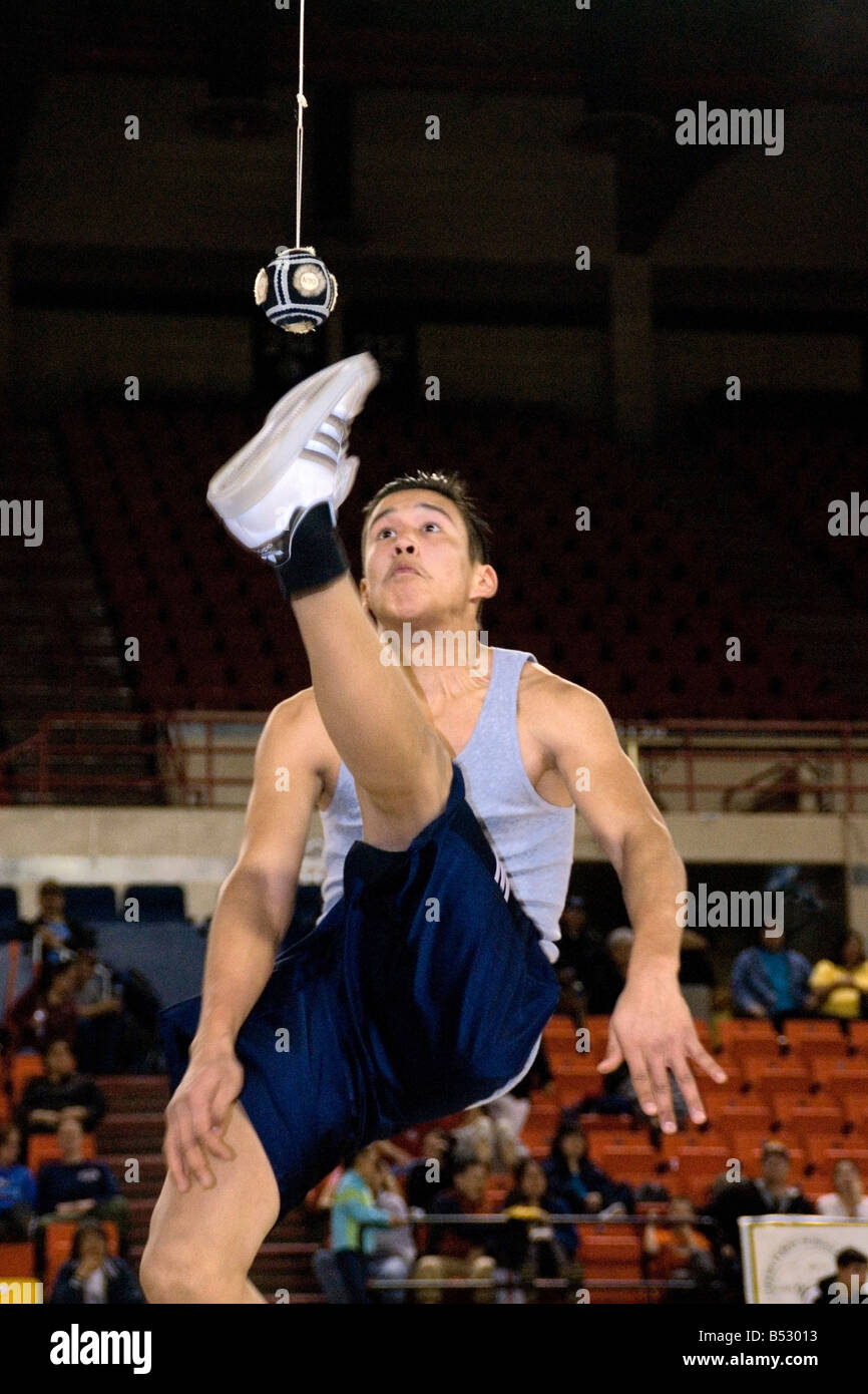 Boy doing One-Foot High Kick 2006 Senior Native Youth Olympic Games ...