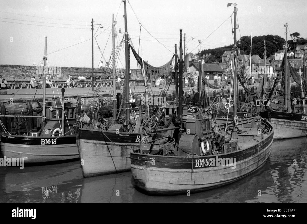 The brixham fishing fleet in harbour Black and White Stock Photos ...