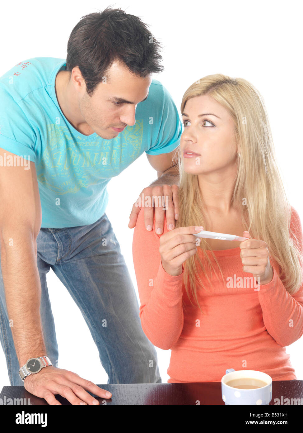 Couple Using Pregnancy Test Models Released Stock Photo - Alamy