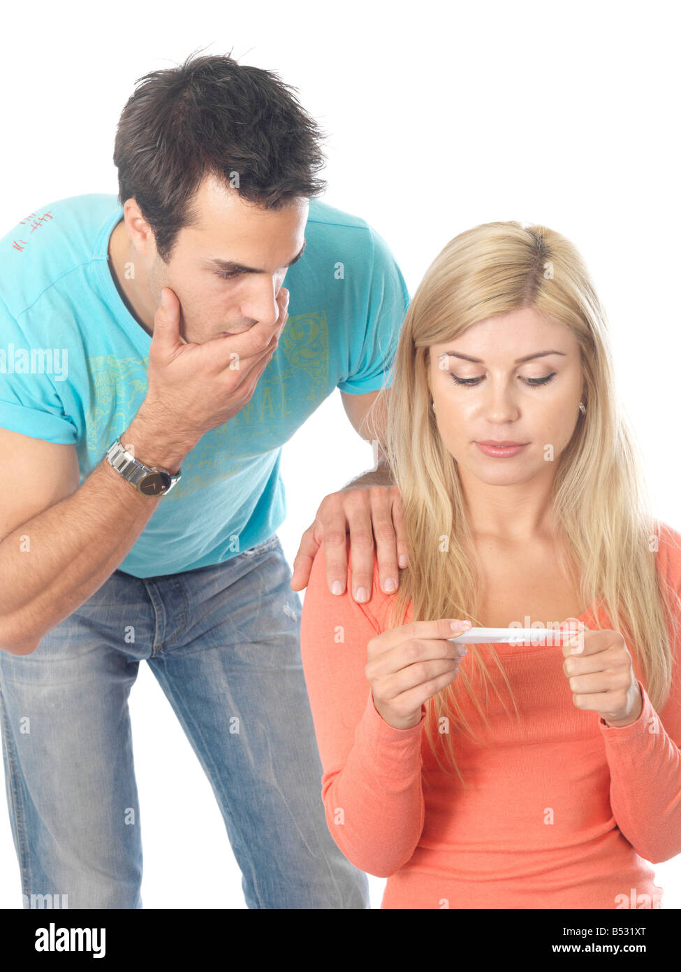 Couple Using Pregnancy Test Models Released Stock Photo - Alamy