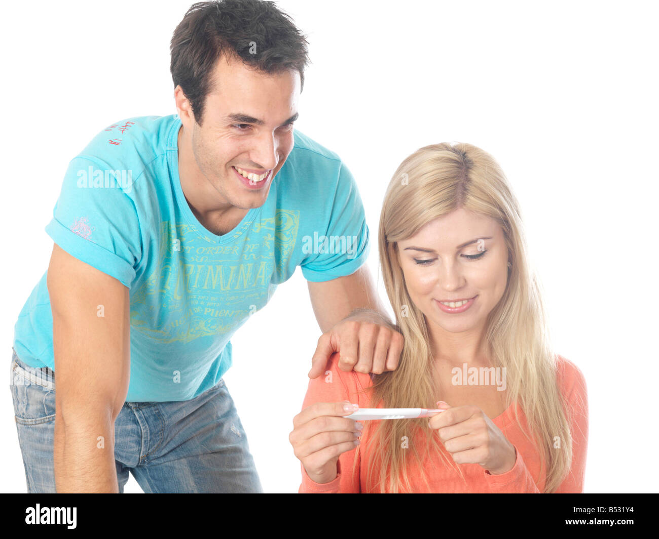 Couple Using Pregnancy Test Models Released Stock Photo - Alamy