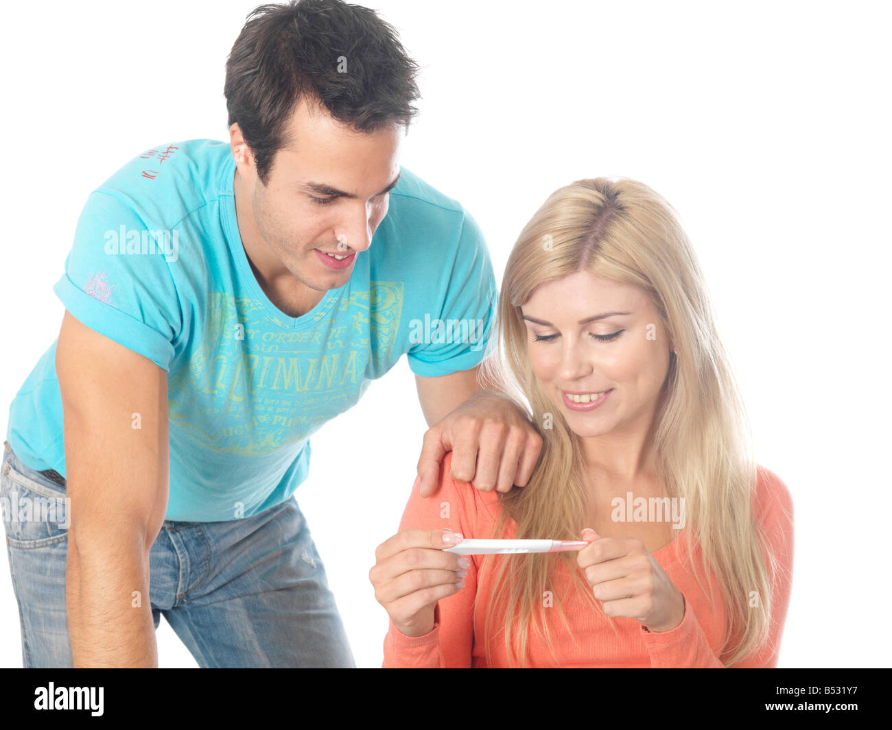 Couple Using Pregnancy Test Models Released Stock Photo - Alamy