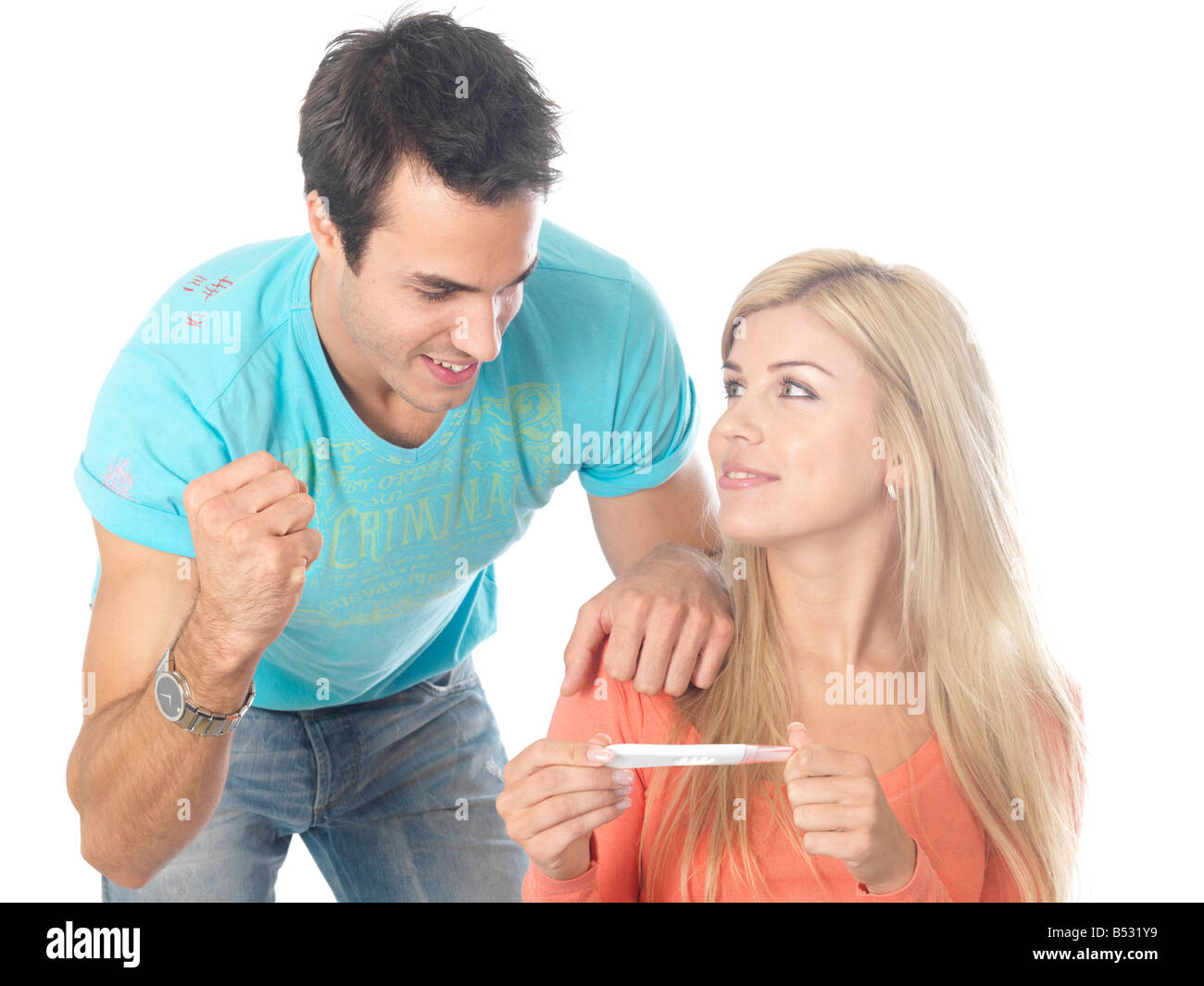 Woman using pregnancy testing kit hi-res stock photography and images ...