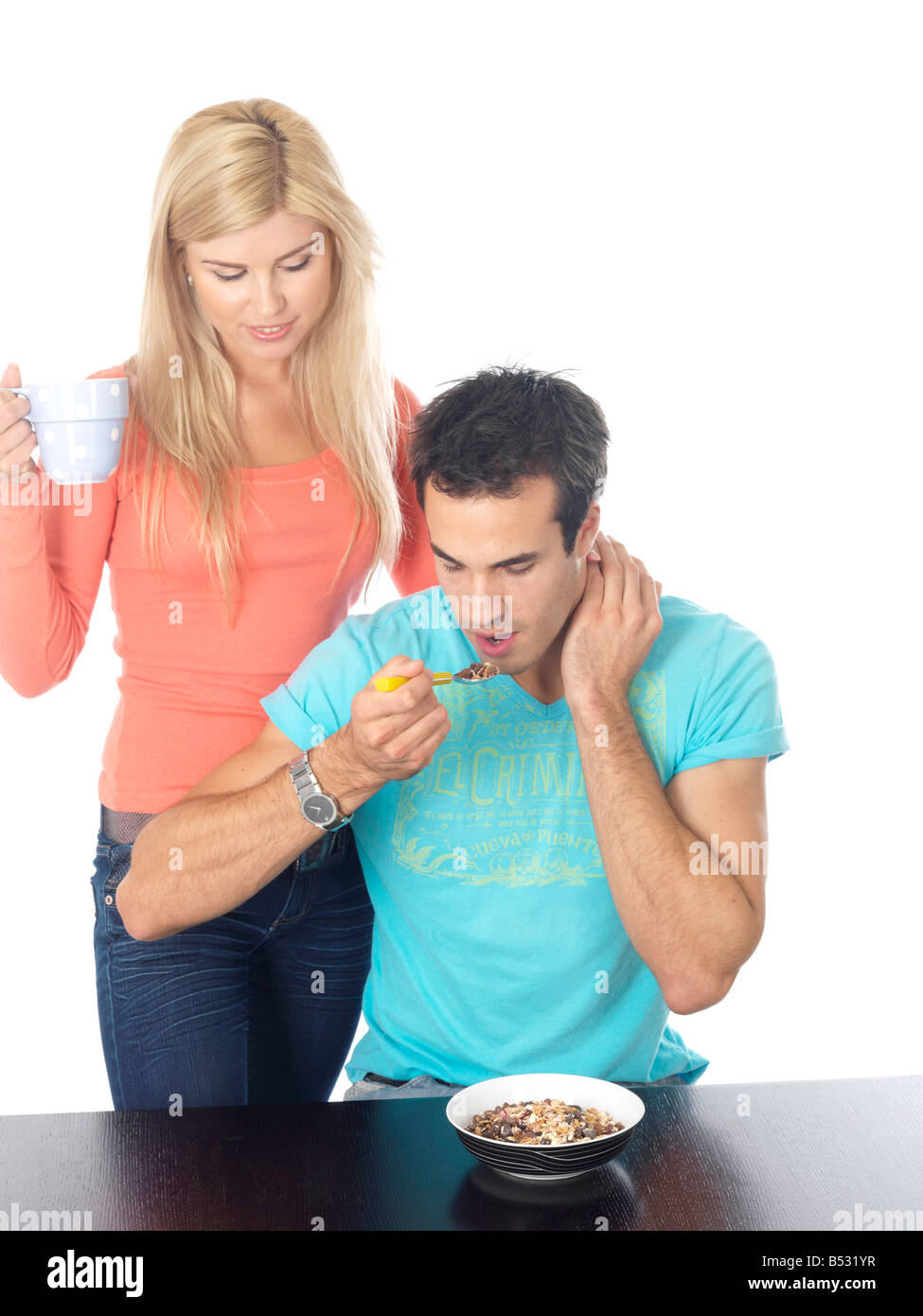 Young Couple Having Breakfast Models Released Stock Photo - Alamy