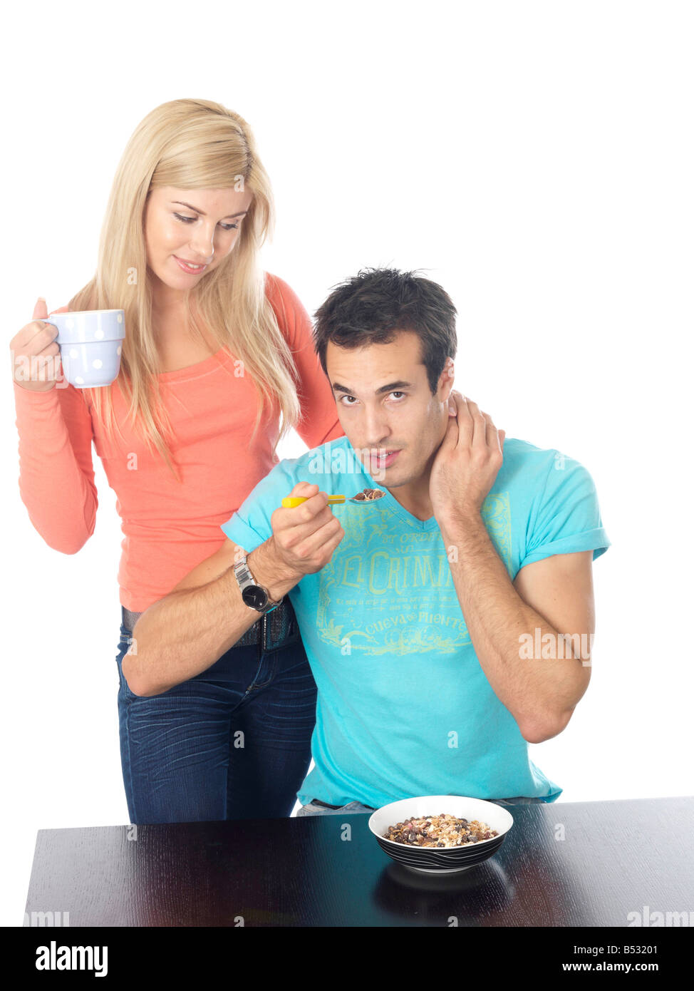 Young Couple Having Breakfast Models Released Stock Photo - Alamy