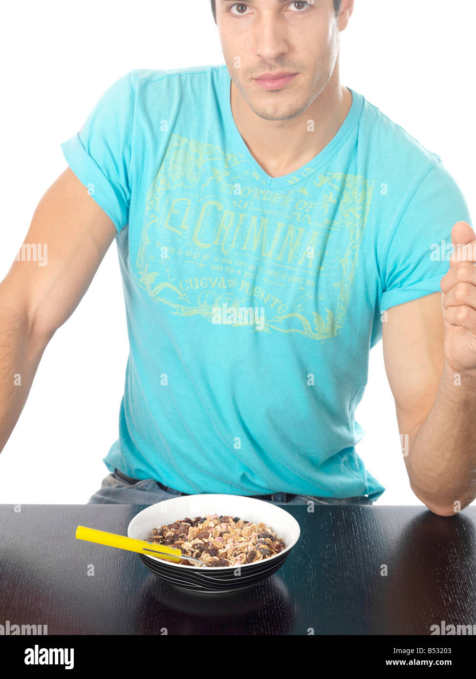 Young Man Having Breakfast Model Released Stock Photo - Alamy