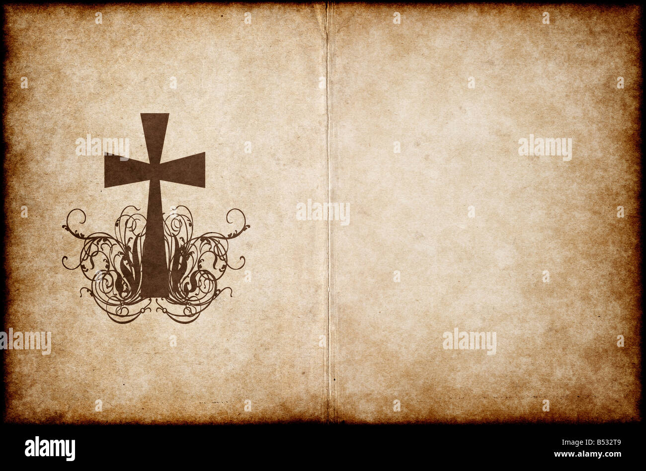cross on old worn and grungy parchment paper Stock Photo - Alamy