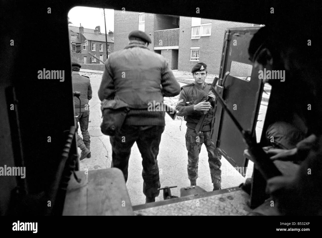Northern Ireland Aug. 1971. On board a Saracen amoured car with ...