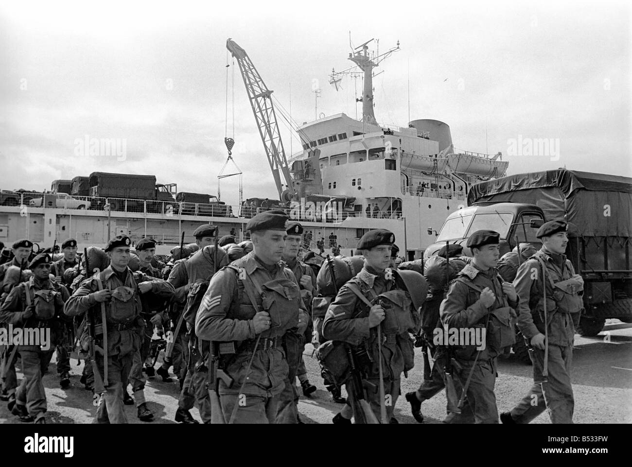 Northern Ireland Aug. 1969. Members of the Queen's Regiment disembark ...