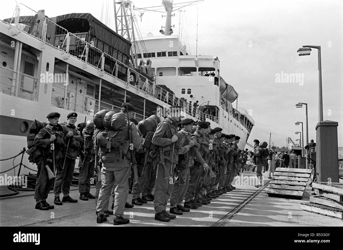 Northern Ireland Aug. 1969. Members of the Queen's Regiment disembark ...