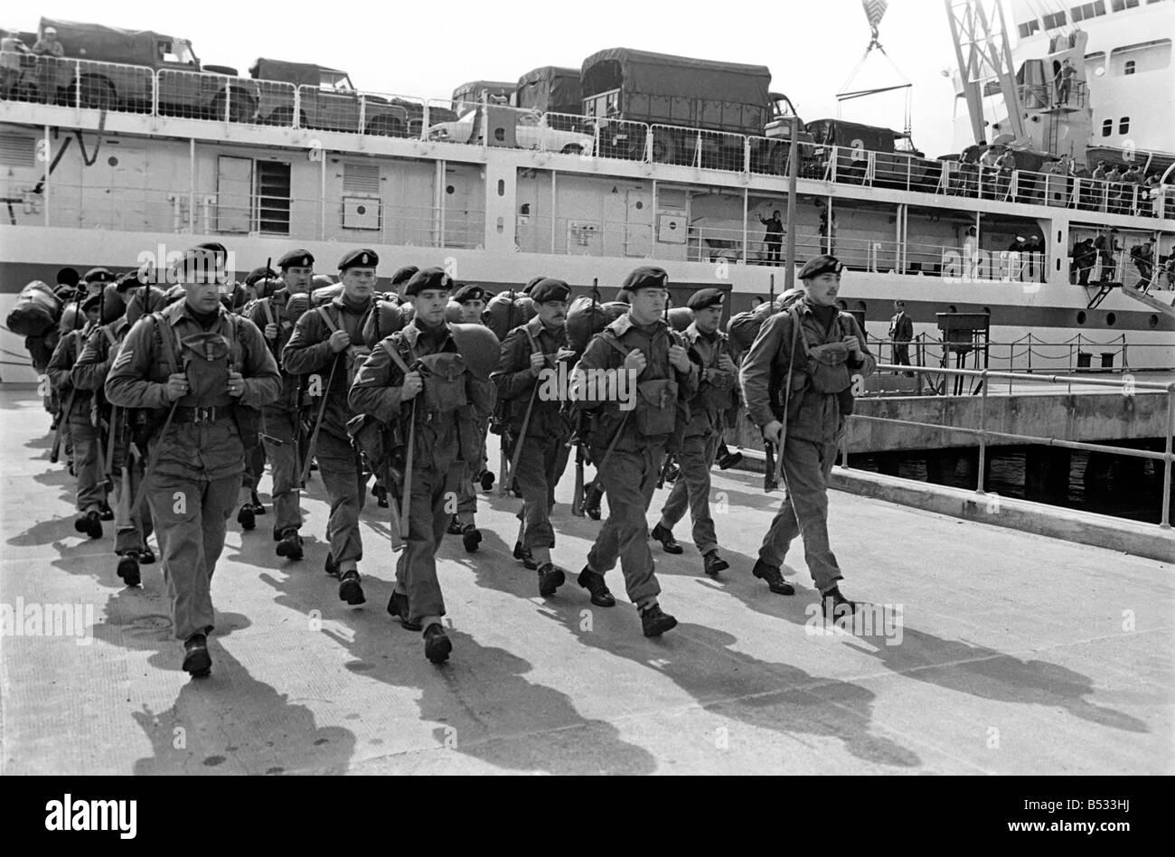 Northern Ireland Aug. 1969. Members of the Queen's Regiment disembark ...