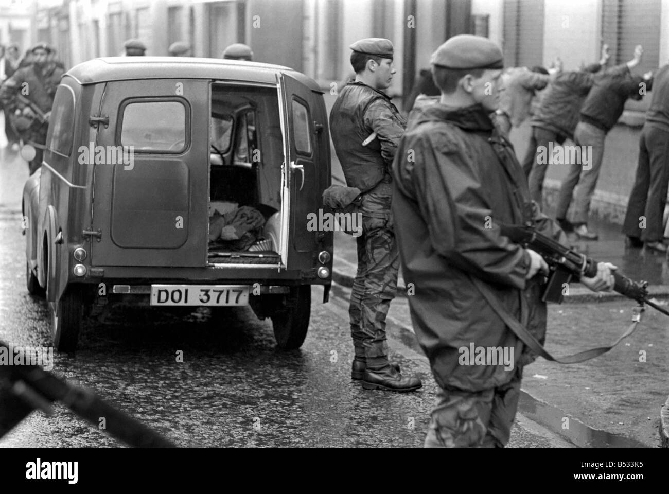 Northern Ireland Belfast July 1972 Army hold 16 U.D.R. men who were ...