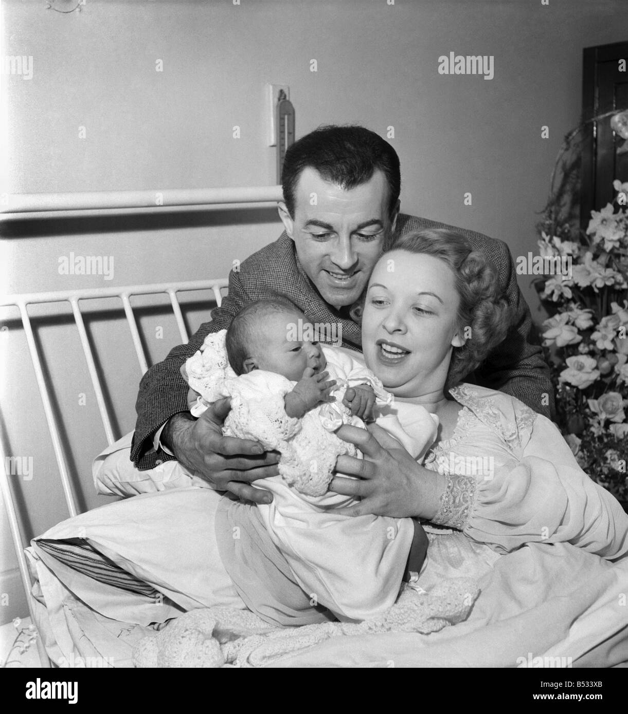 Actress Joy Nichols with husband and baby. March 1952 C1251-001 Stock ...