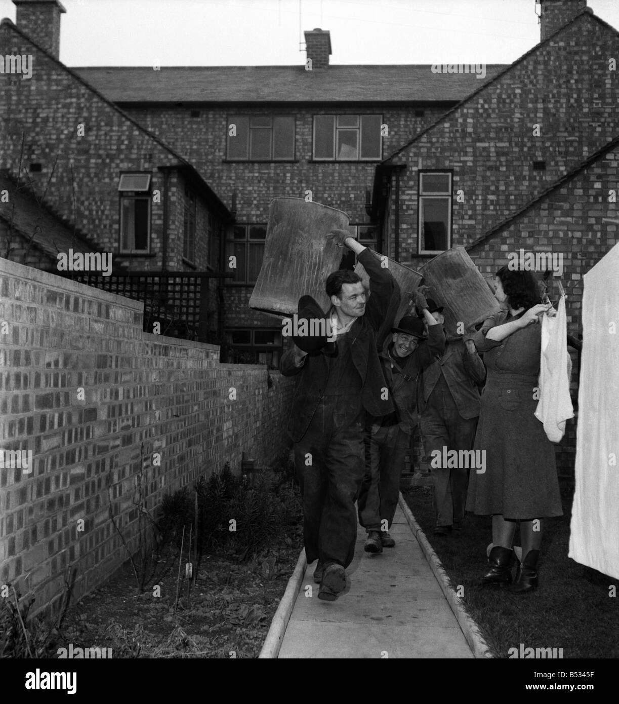 Bowler hats for Coventry dustmen. March 1952 C1577 Stock Photo - Alamy