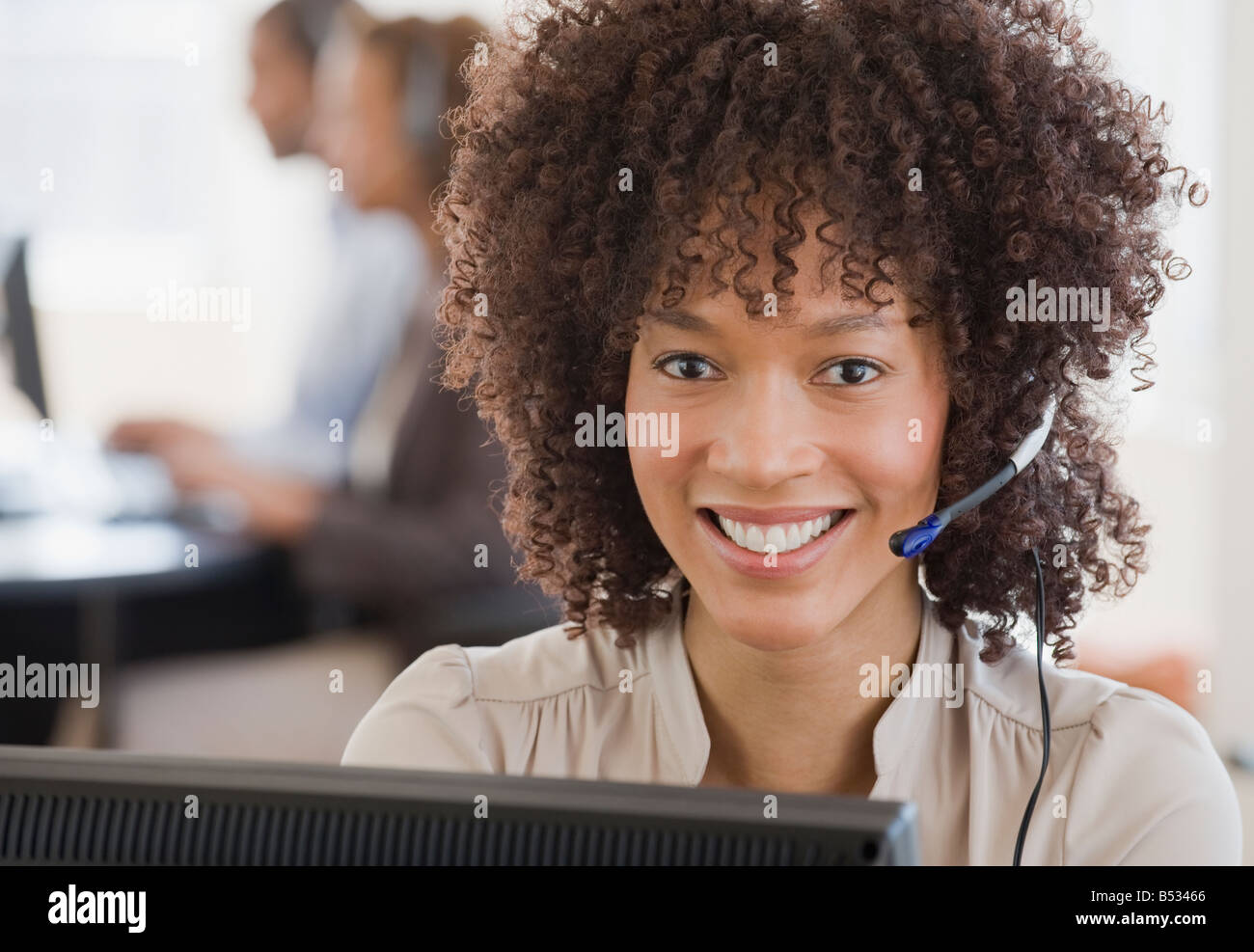 African woman wearing headset Stock Photo - Alamy