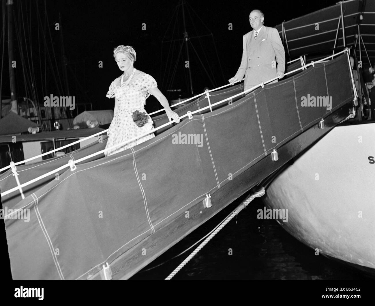 Sir Bernard and Lady Docker seen here on their yacht in Cannes ...