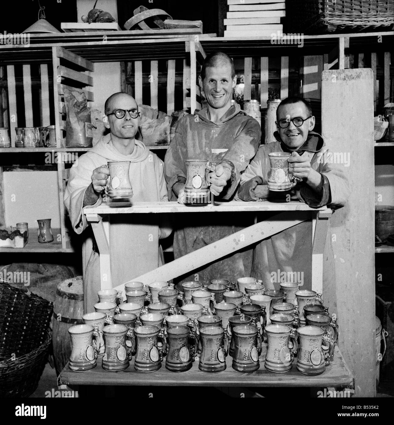 Raising three mugs and clearing three throats three jolly monks toast ...