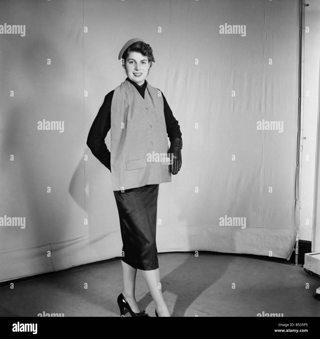Clothing Fashion, model wearing Swagger Stole. December 1952 C6266 ...