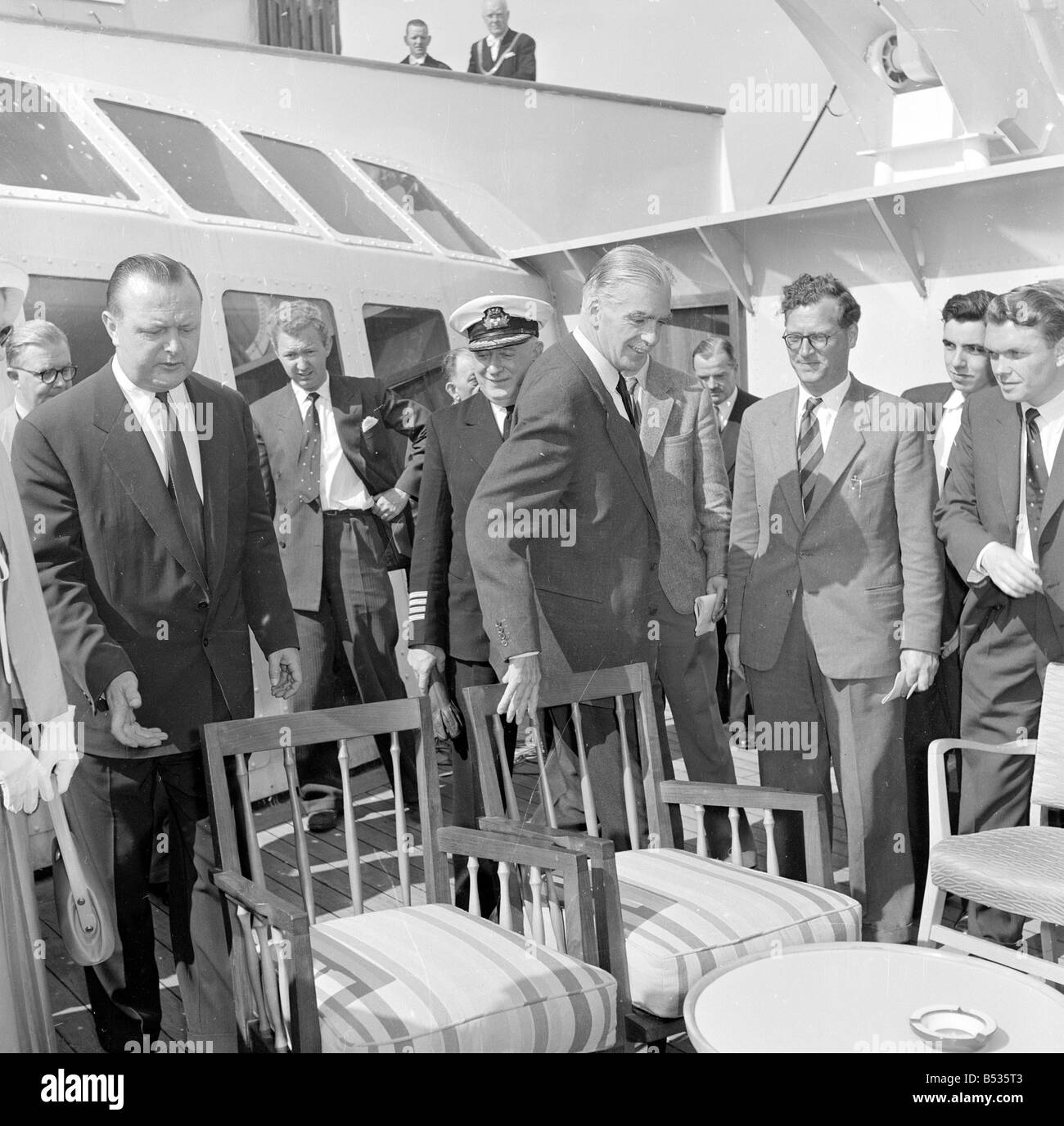 Sir Anthony Eden and Lady Eden arrive back in Liverpool aboard the ...