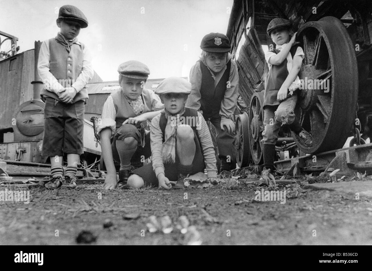 Youngsters playing marbles at Beamish Museum Left to right Kevin ...