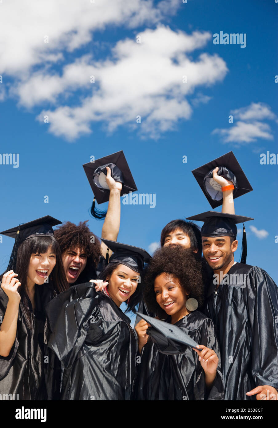 American graduation blue gown hi-res stock photography and images - Alamy