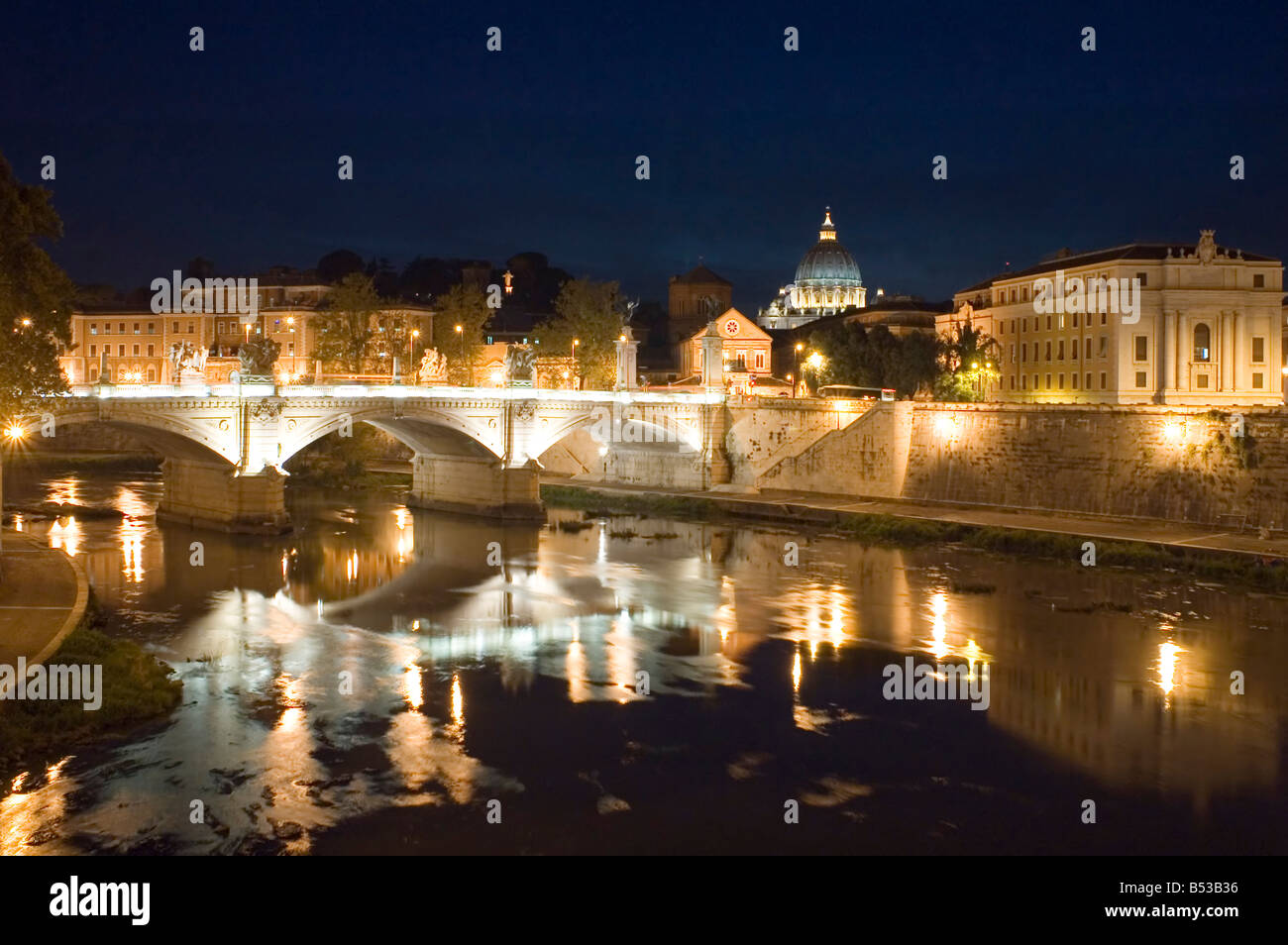 Italy Older cathedral of St Peter and bridge Stock Photo - Alamy